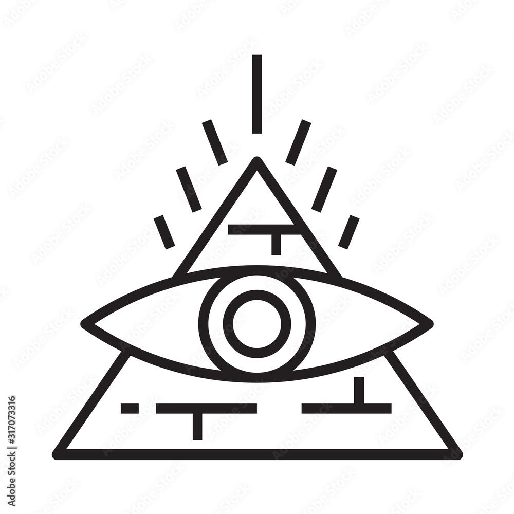 Pyramid icon in line and pixel perfect style. Mystical symbol with eye ...