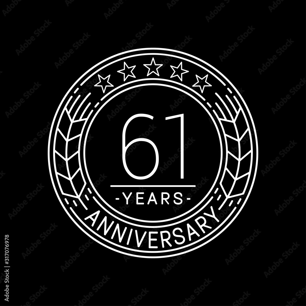 61 years anniversary logo template. 61st line art vector and ...