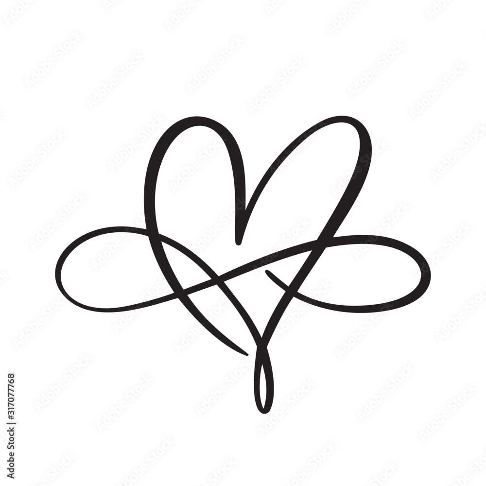 Heart love logo with Infinity sign. Design flourish element for ...
