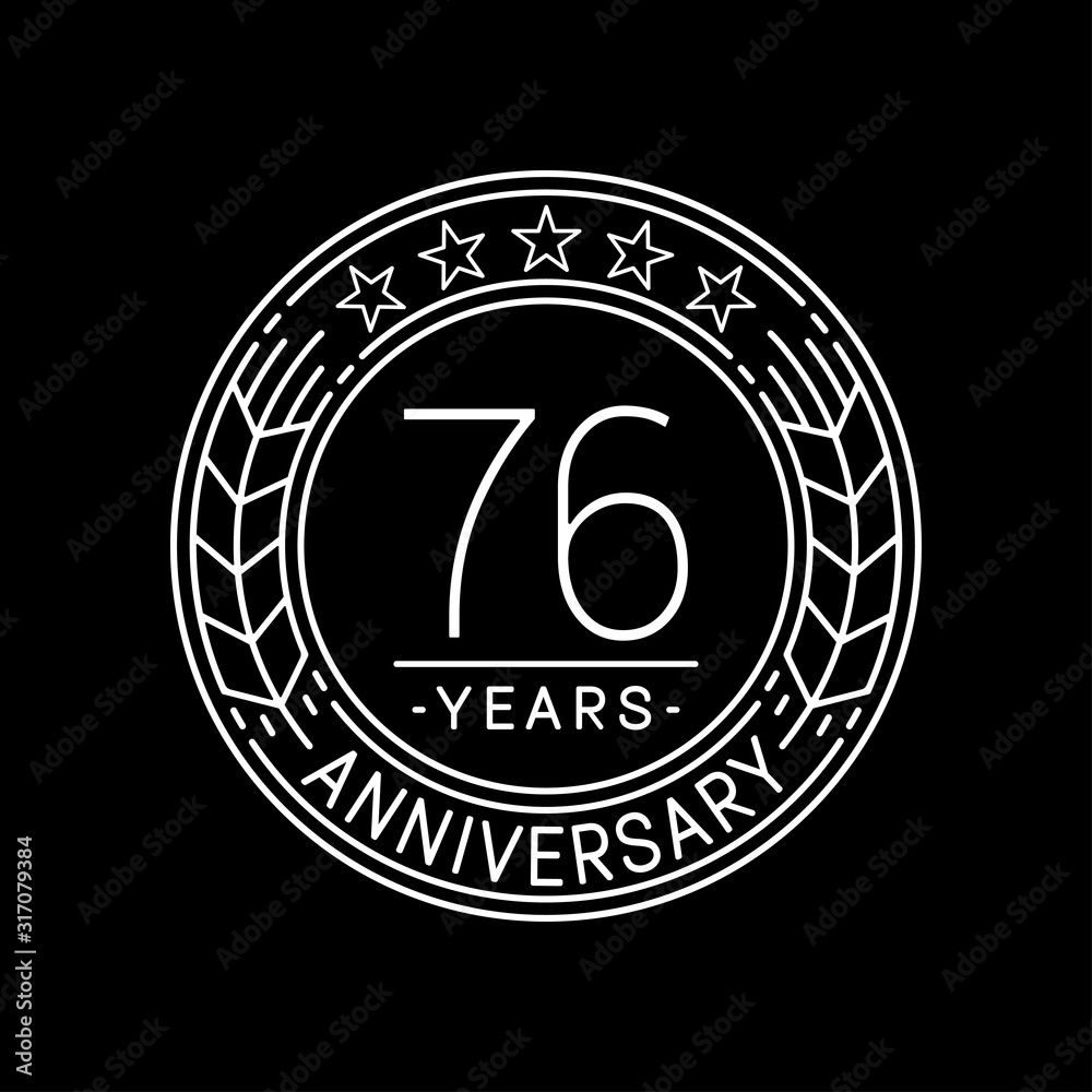 76 years anniversary logo template. 76th line art vector and ...