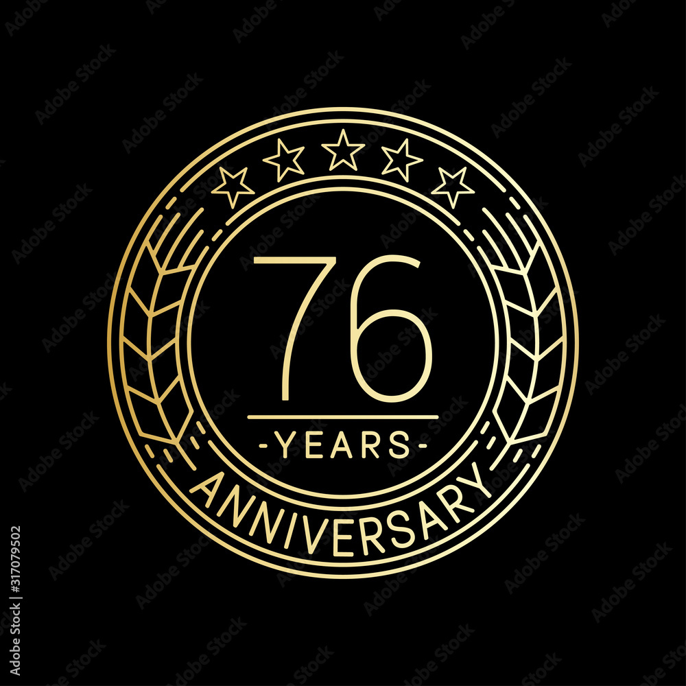 76 years anniversary logo template. 76th line art vector and ...