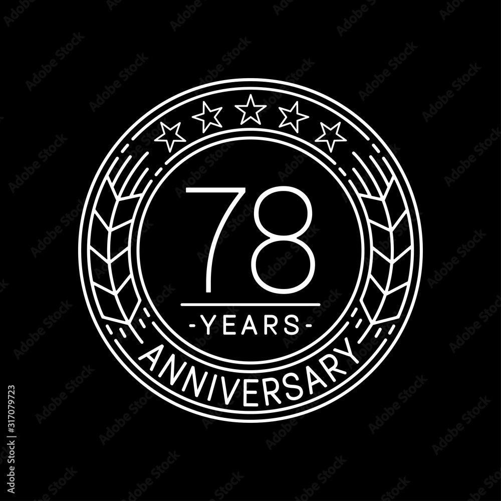 78 years anniversary logo template. 78th line art vector and ...