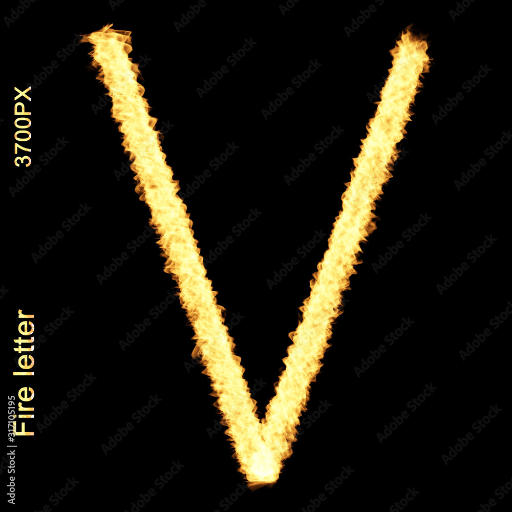 Fire letter, letter of alphabet, letter v Stock Illustration | Adobe Stock
