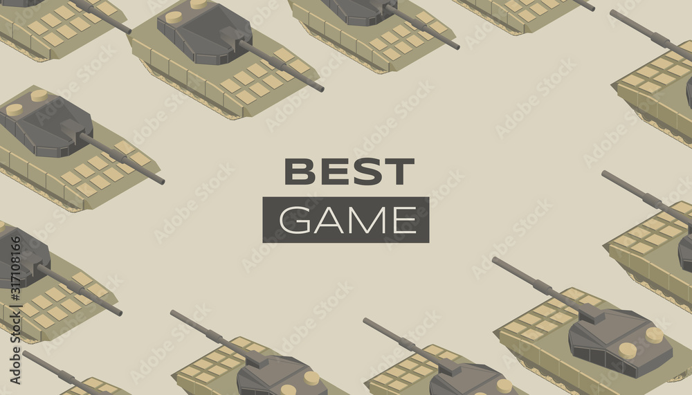 Best game flat banner vector template. Military themed videogame ...