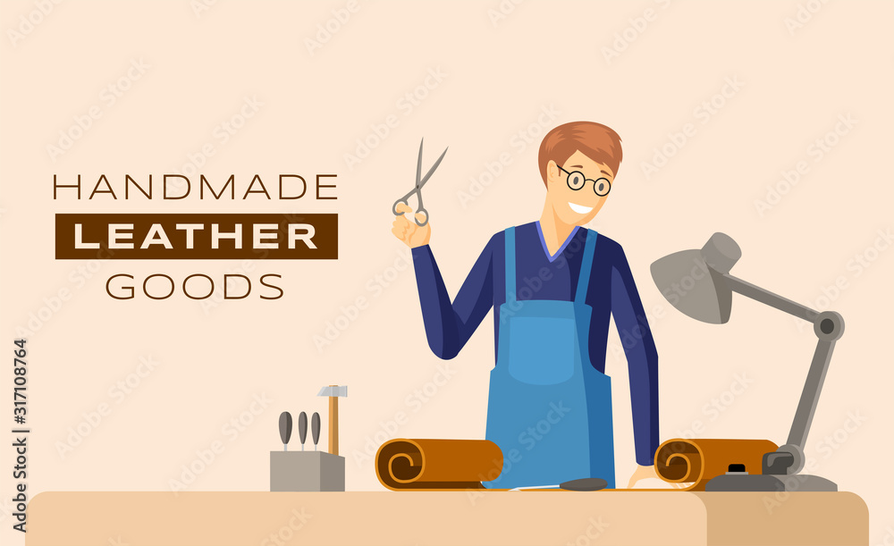 WebHandmade leather goods banner vector template. Professional ...