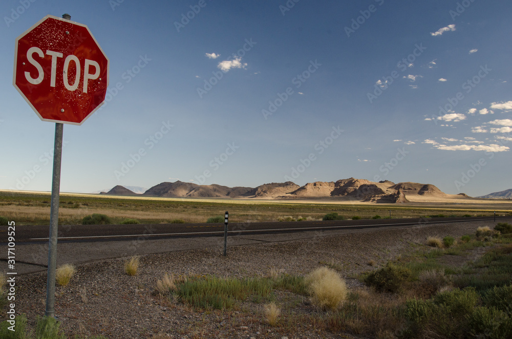 Desert stop sign Stock Photo | Adobe Stock