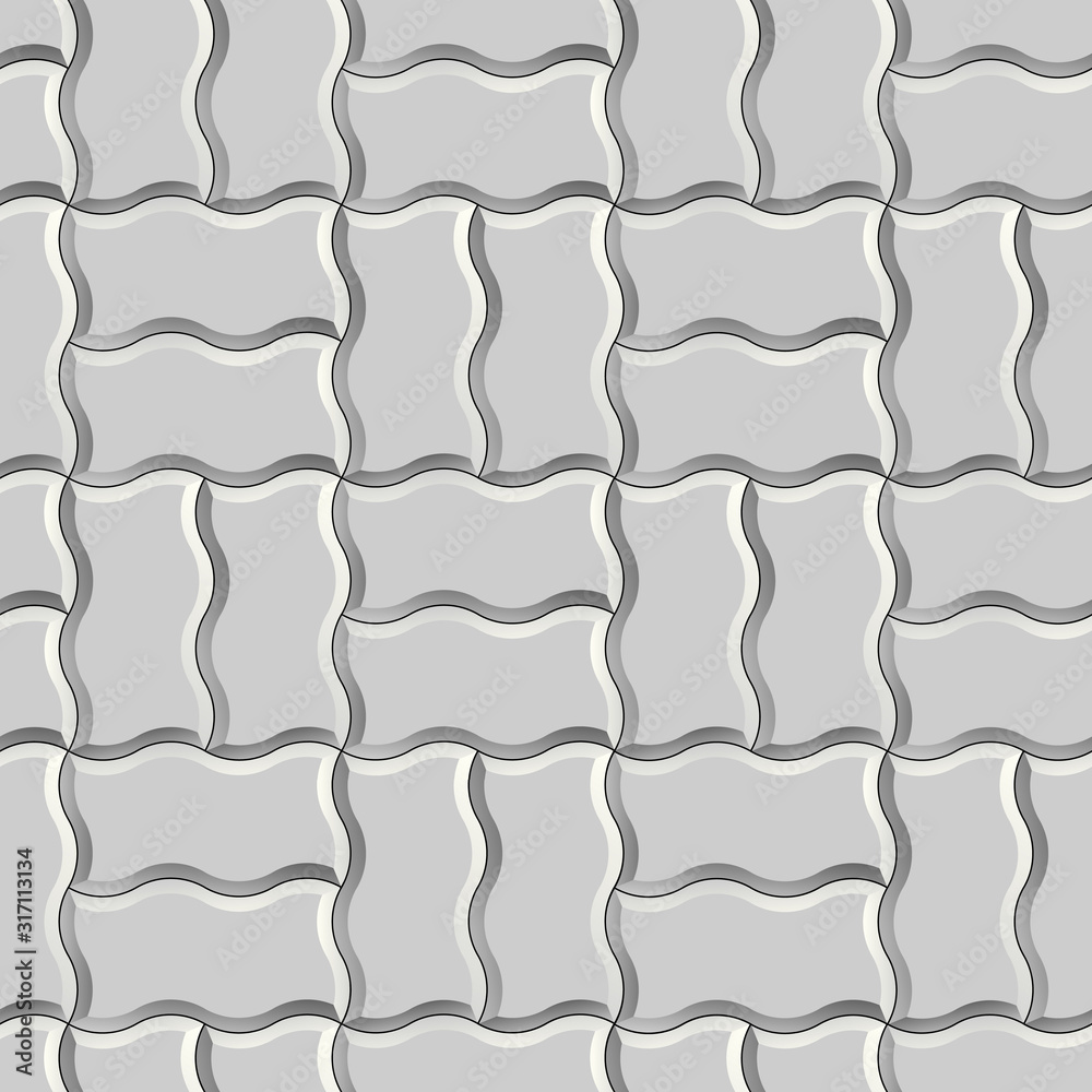 Seamless texture of gray concrete pavement tiles. 3D repeating pattern ...