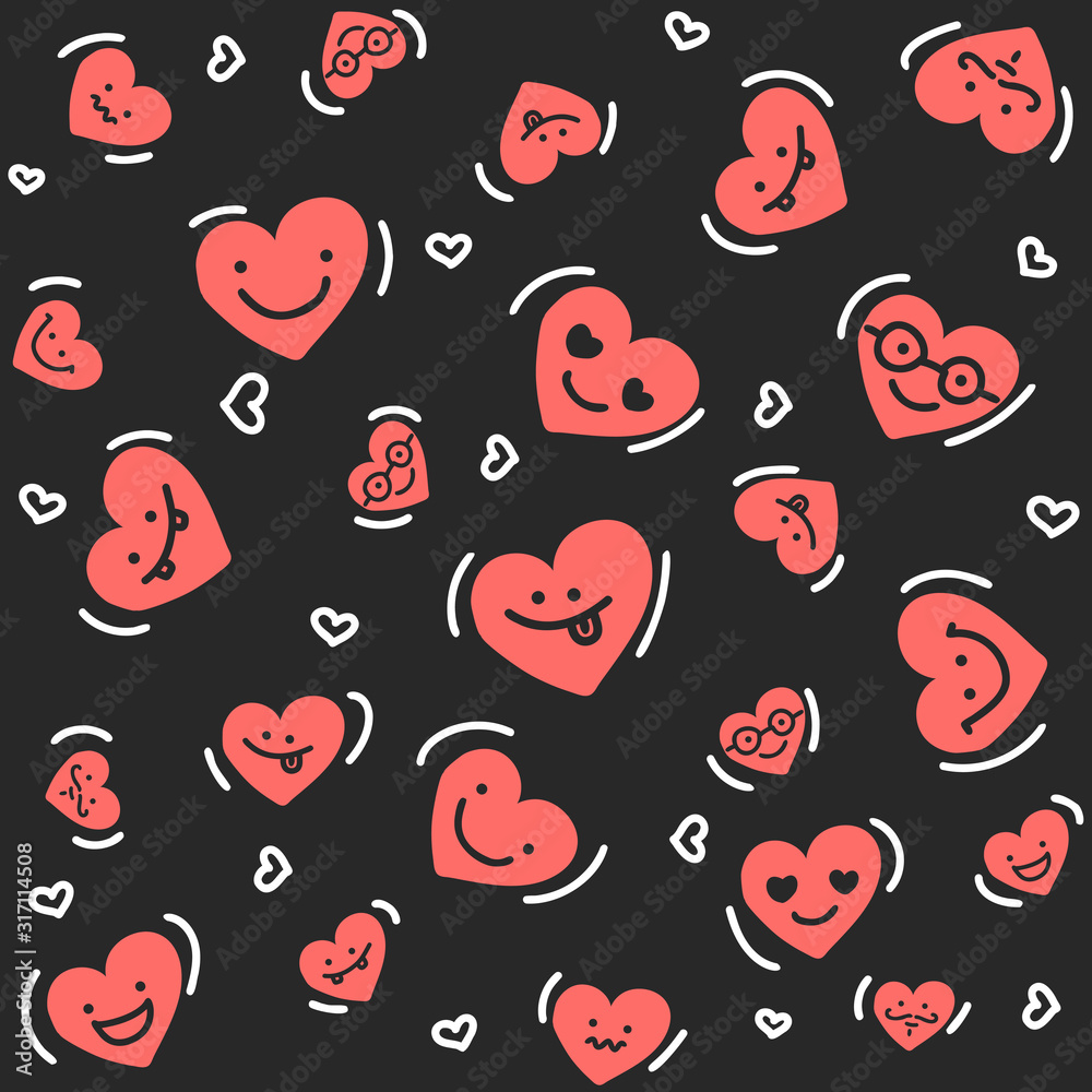 Cartoon hearts pattern background. To see the other vector heart ...