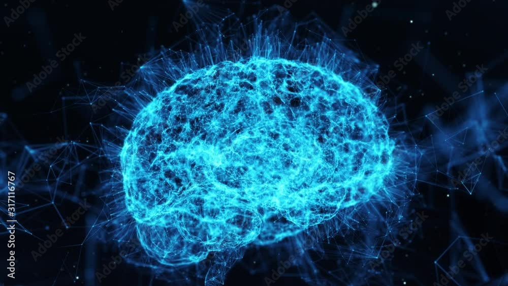 Vidéo Stock Conceptual 3D animation of Digital Brain hologram with AI Artificial Intelligence or ...