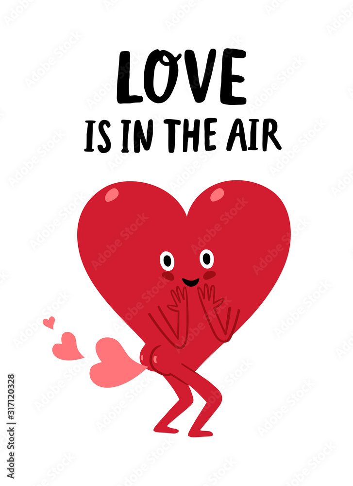 Cute cartoon heart farting with heart poster. Stock-Vektorgrafik ...