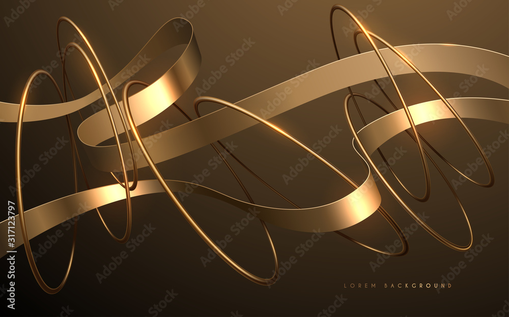 Abstract gold ribbons and rings Stock Vector | Adobe Stock