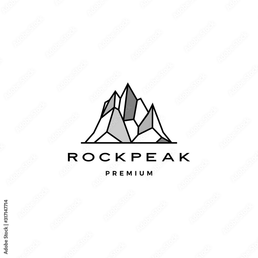 geometric rock stone mount peak landscape rockpeak hard square logo ...