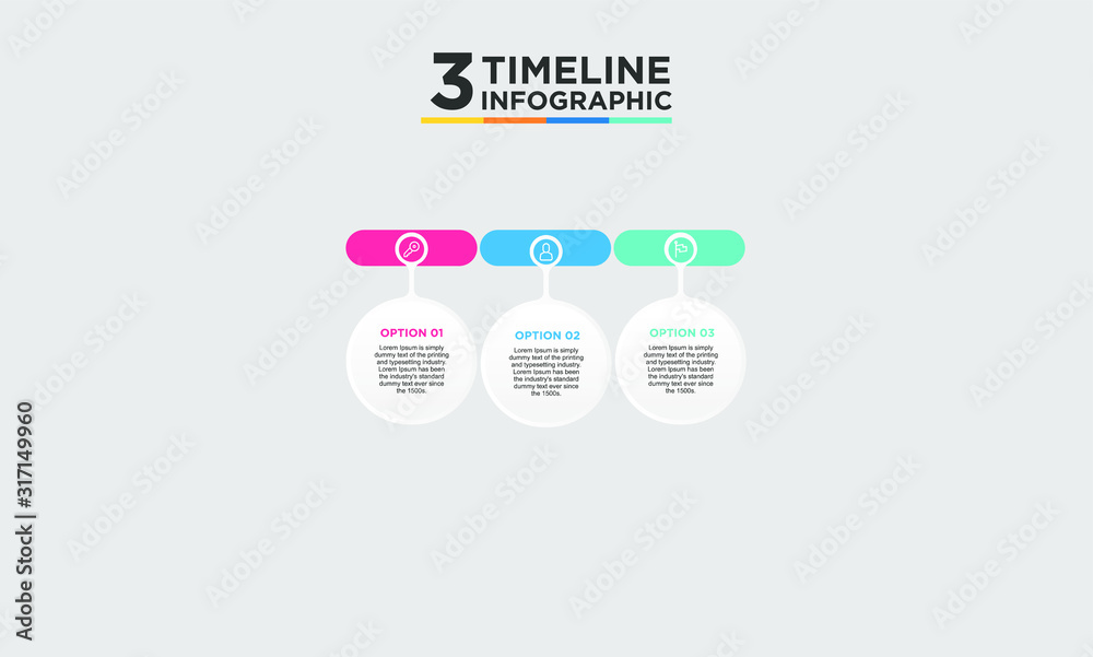 3 timeline step infographic element. Business concept with three ...