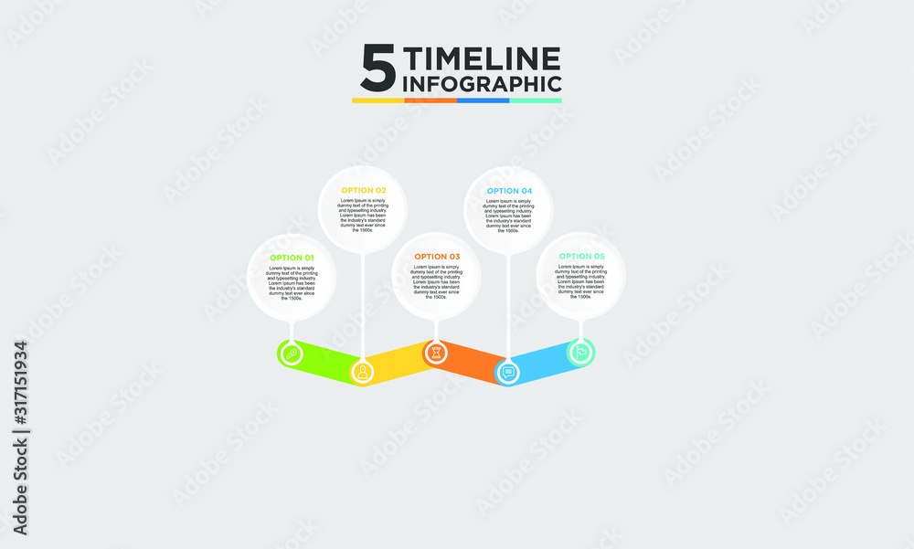 5 step timeline infographic element. Business concept with three ...