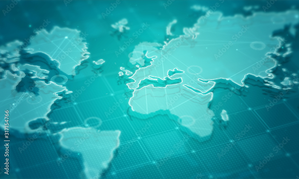 World map digital technology concept.Business networking background ...