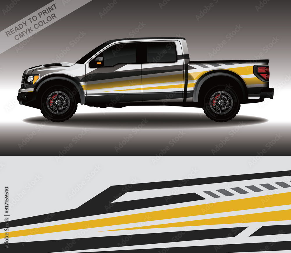 Vetor de Car wrap decal design vector, custom livery race rally car ...