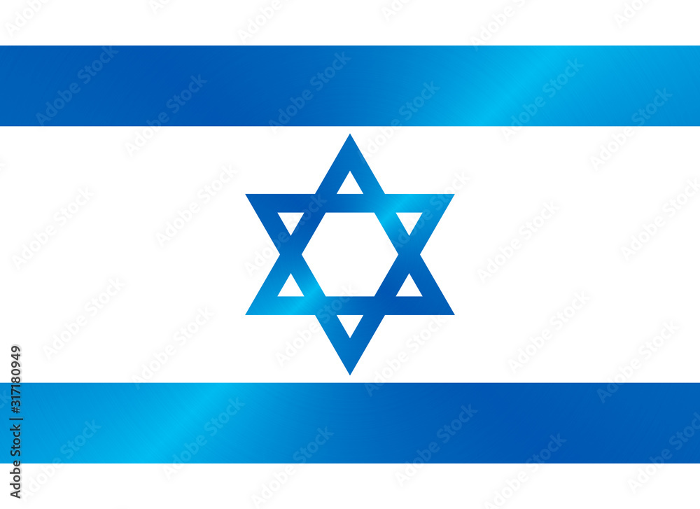 Flag of Israel in traditional colors and proportion. Metal texture. 3D ...
