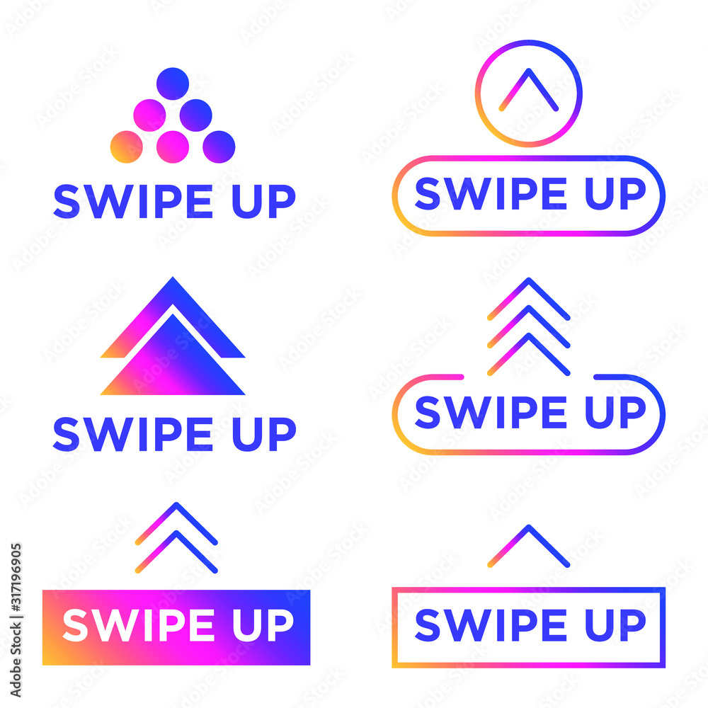 Swipe up icon for social media stories, scroll pictogram template color ...