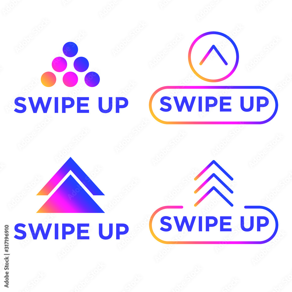 Swipe up icon for social media stories, scroll pictogram template color editable. Arrow up logo ...