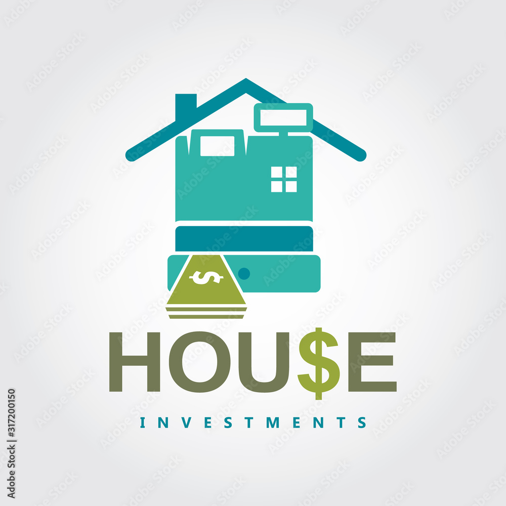 House Investments. Unique concept logo featuring a opened-drawer cash ...