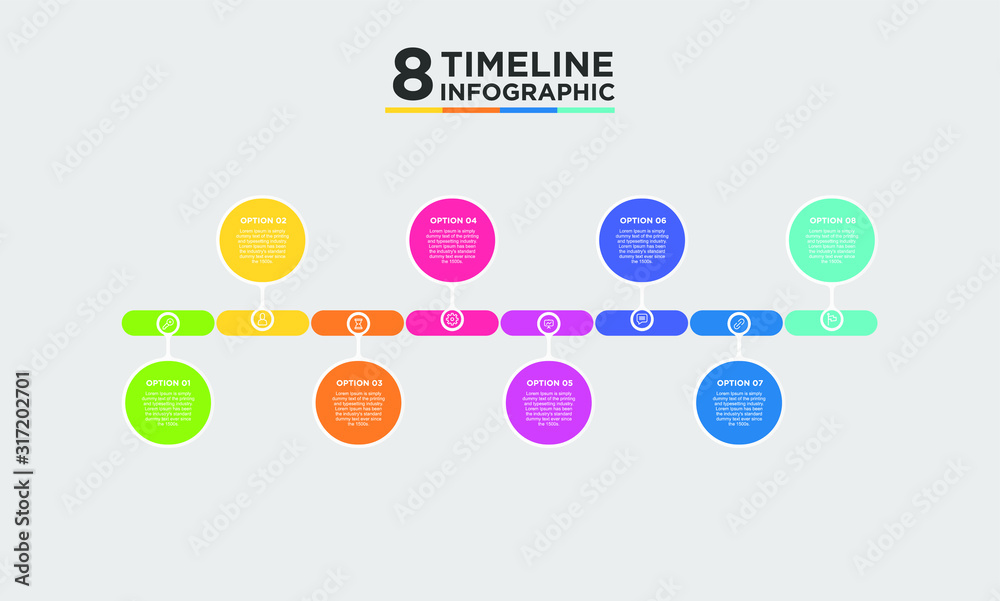 8 step timeline infographic element. Business concept with eight ...