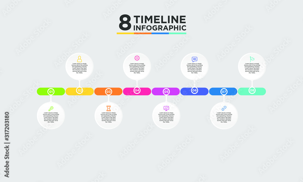 Fototapeta mapa świata dla dzieci 8 step timeline infographic element ...