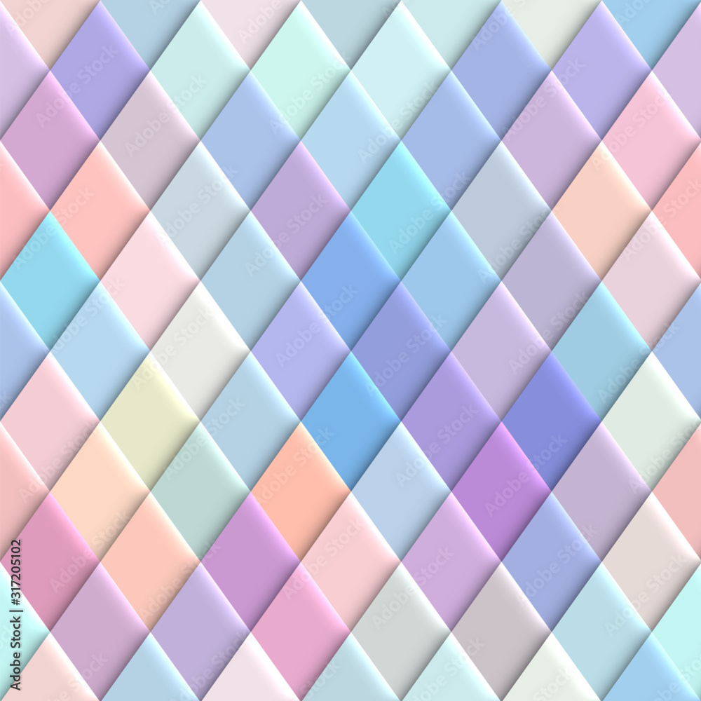 Seamless abstract background. Pastel rhombuses pattern in low poly ...