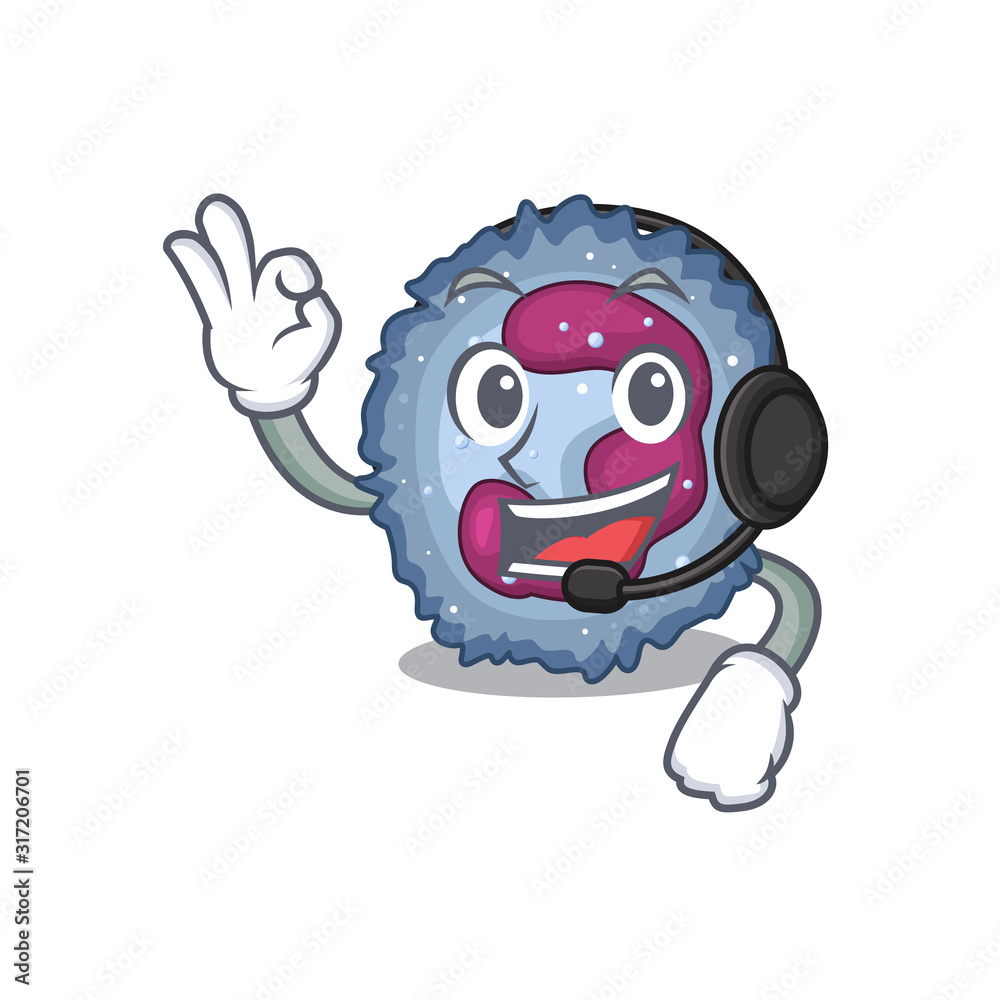 Smiley neutrophil cell cartoon character design wearing headphone Stock ...