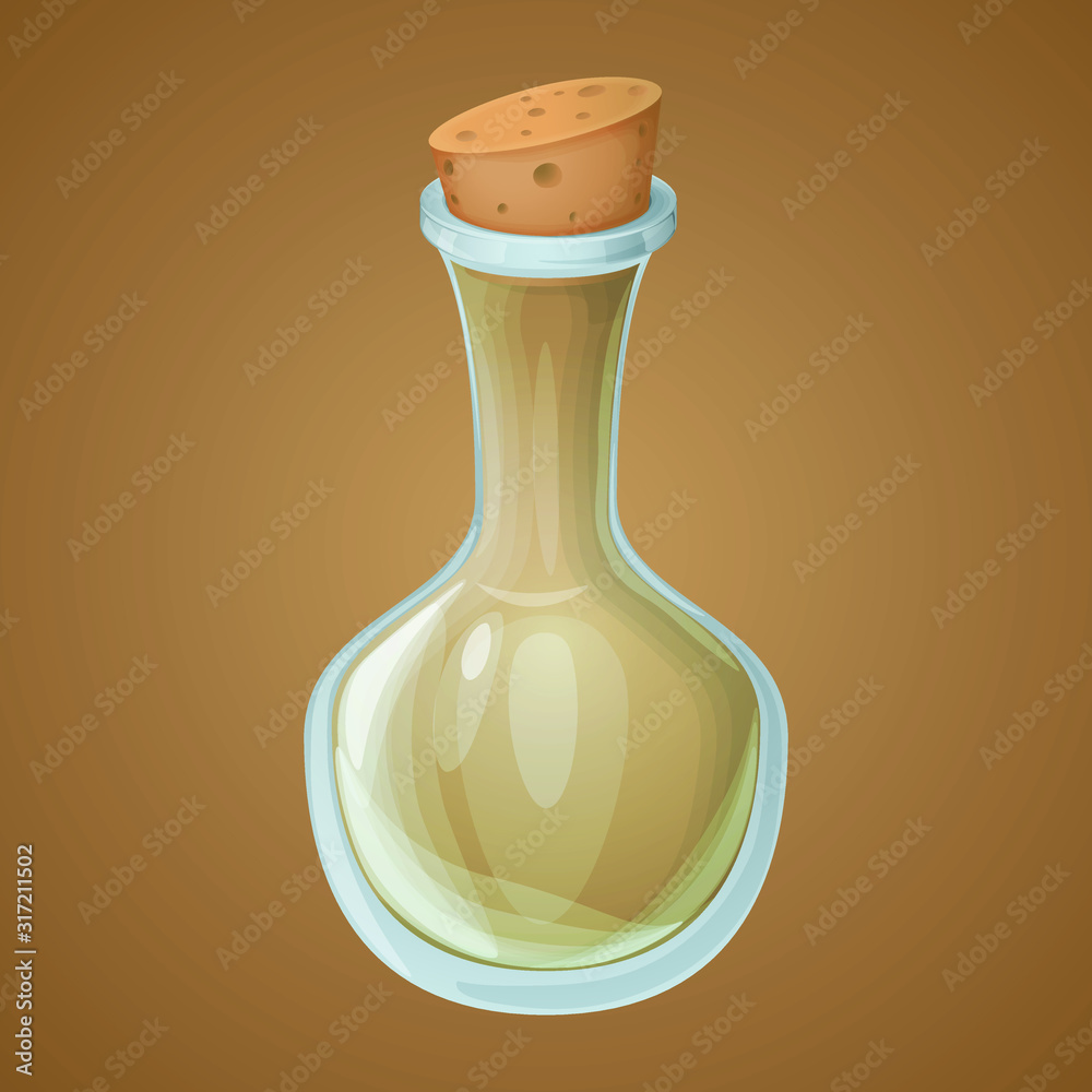 Magic potion empty bottle game asset vector icon, cute fantasy design ...