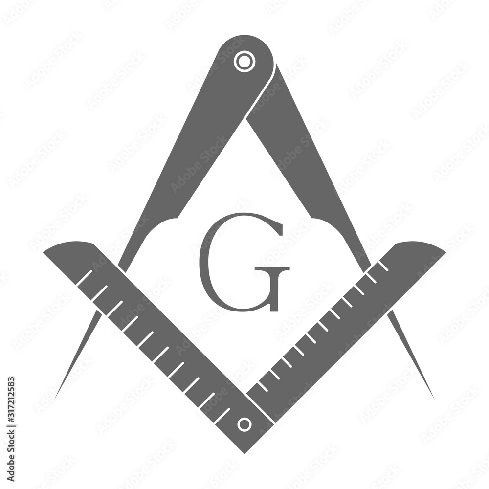 vector icon with Masonic Square and Compasses for your design Stock ...