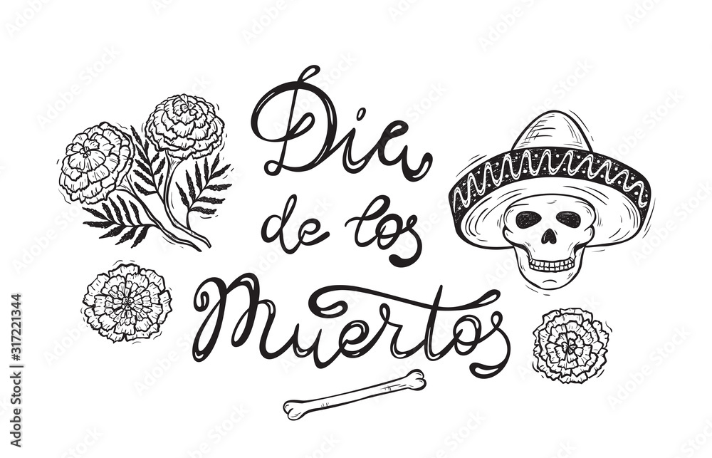 Mexico. Day of the Dead. Dia de los Muertos. Mexican Holiday Symbols ...
