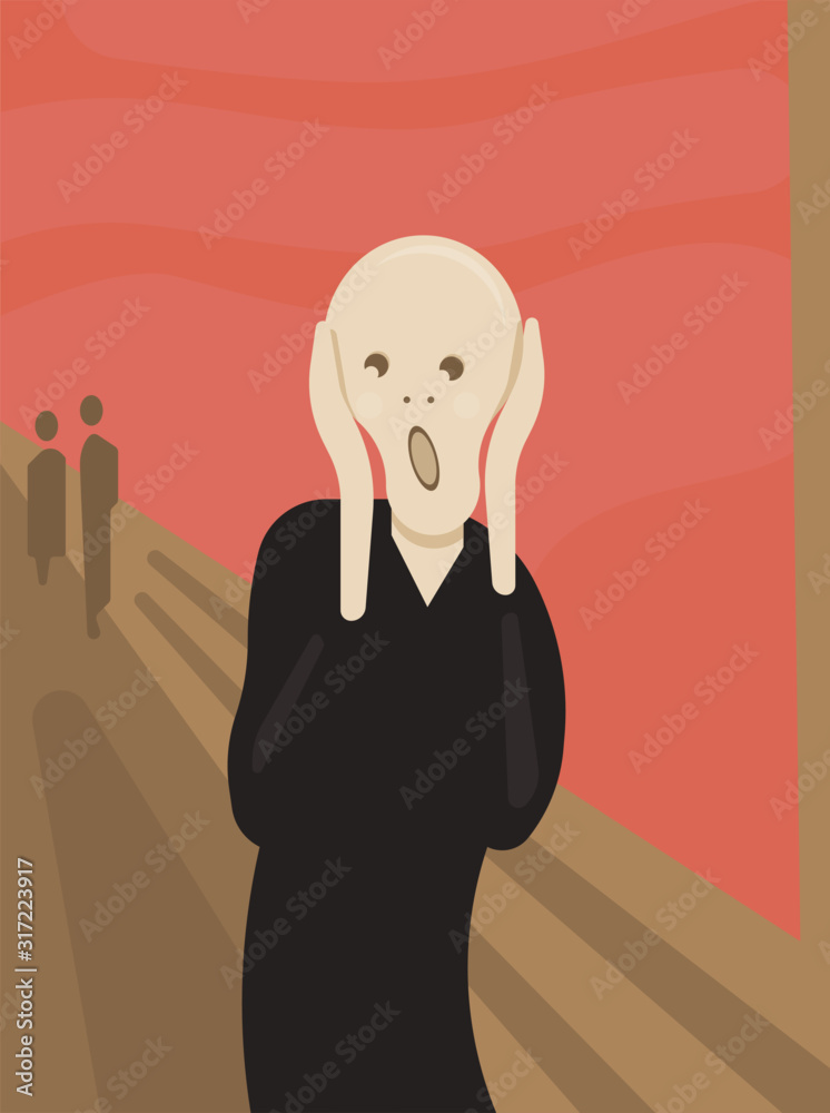 Scream. Edward Munch inspired. Abstract art, flat vector painting ...
