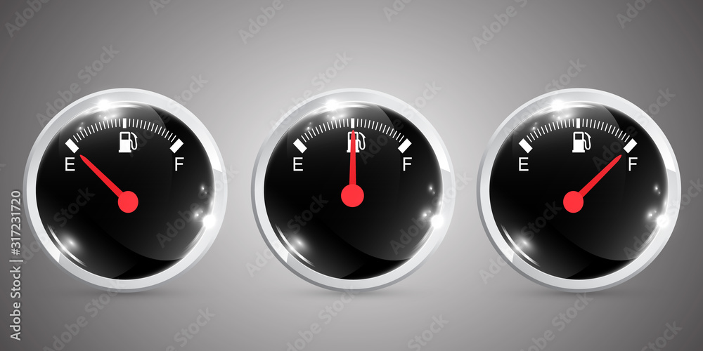 Glossy rounded buttons with dashboard fuel gauge Stock Vector | Adobe Stock