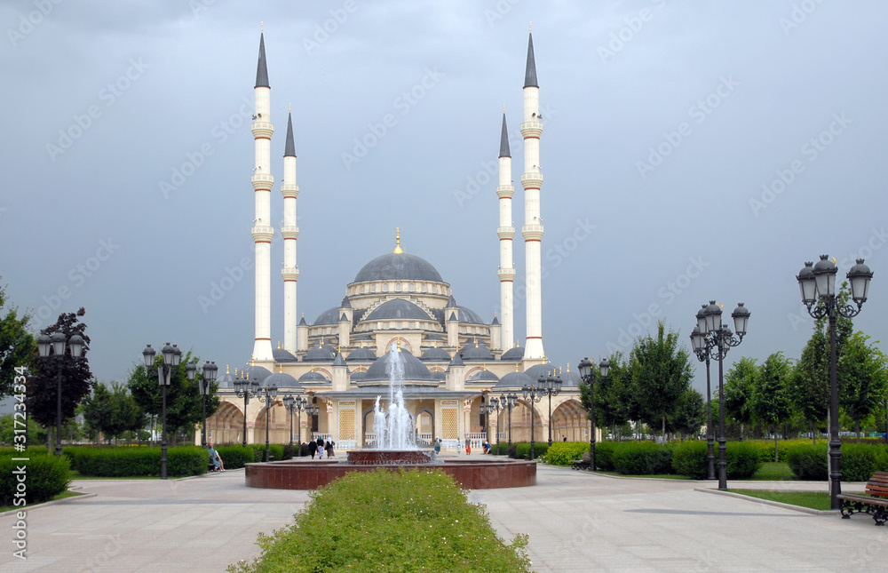 Akhmad Kadyrov Mosque (also known as "The Heart of Chechnya"). Grozny ...