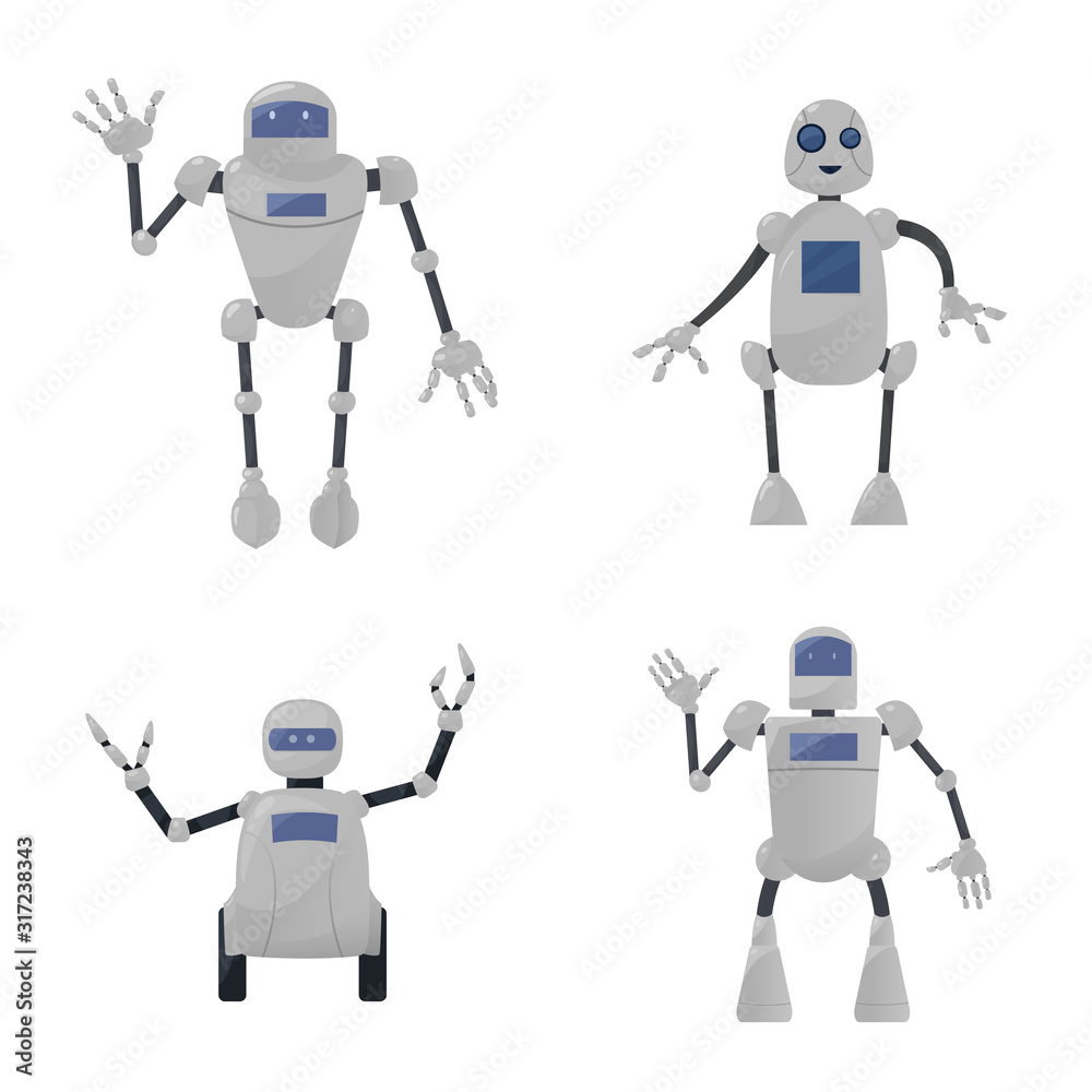 Several robots. Character robots. Technology for the future. Cartoon ...