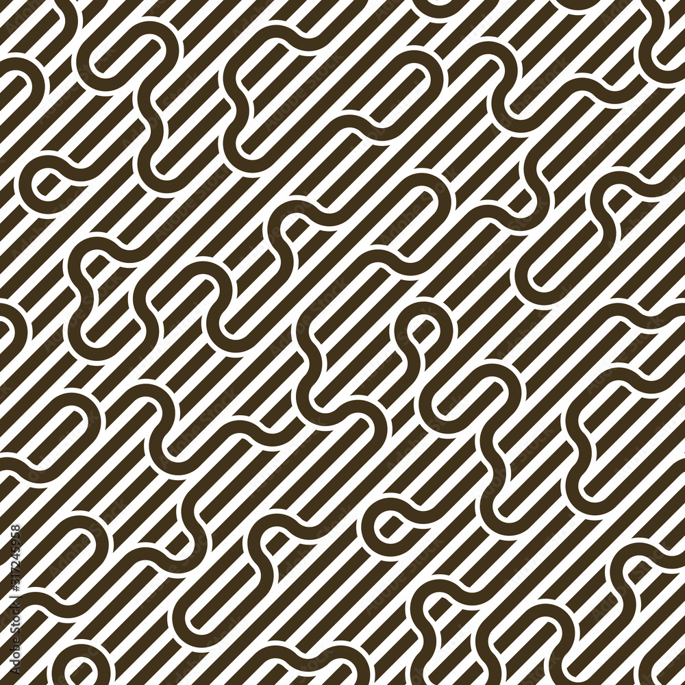 Stripy vector seamless pattern with woven lines, geometric abstract ...