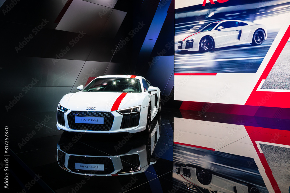 FRANKFURT, GERMANY - SEP 12, 2017: New Audi R8 V10 RWS sports car ...