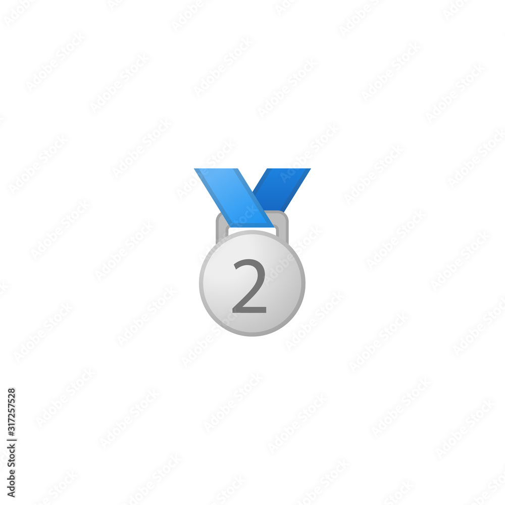 Second Place Vector Icon. Isolated Sports, Championship Award Medal ...