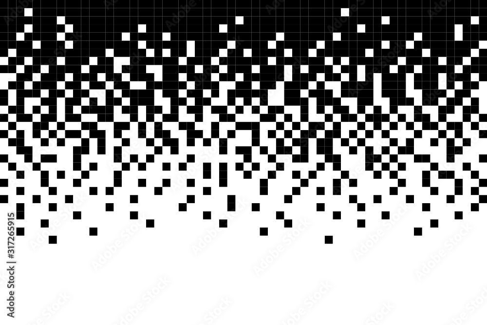Fading pixel pattern background.Black and white pixel background ...