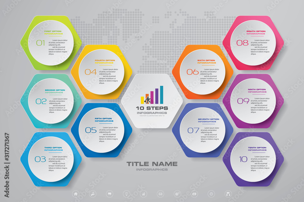 10 steps simple&editable process chart infographics element. EPS 10 ...