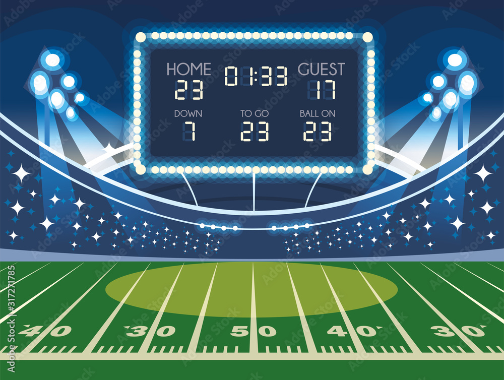 soccer field with scoreboard, football stadium Stock Vector | Adobe Stock
