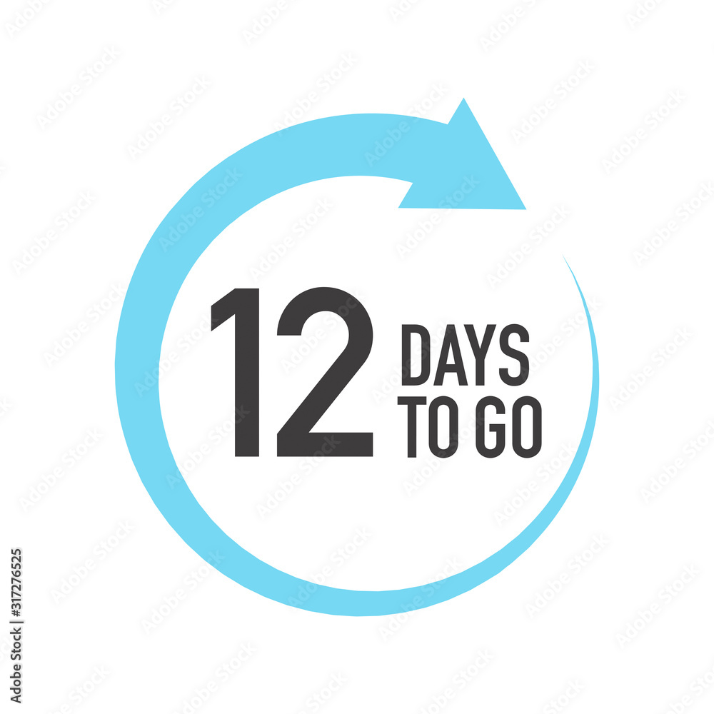 Twelve days to go icon. Round symbol with blue arrow. Stock Vector ...