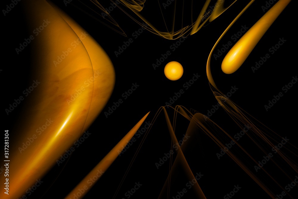 Gold background with different abstract objects. Beautifully colored ...