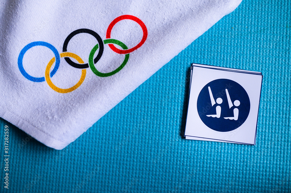 TOKYO, JAPAN, JANUARY. 20. 2020: Artistic Swimming pictogram and ...