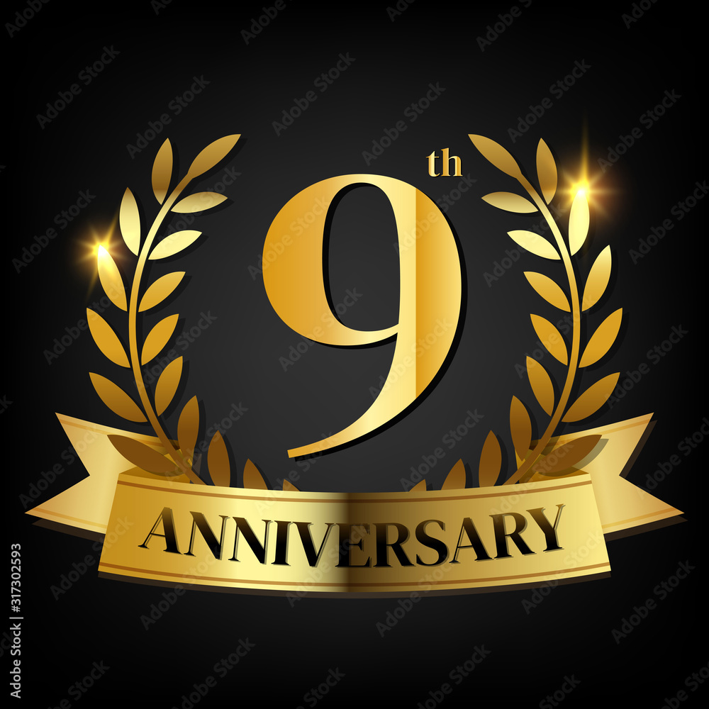 9th golden anniversary logo, Stock Vector | Adobe Stock