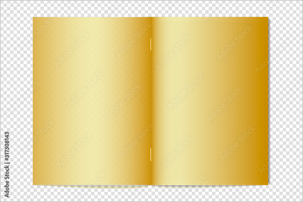 Vector mockup of a two-page booklet or postcard made of thin ...