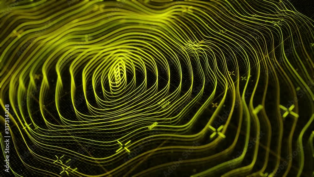 Abstract animation of digital surface map. Animation. Neon gemetric map ...