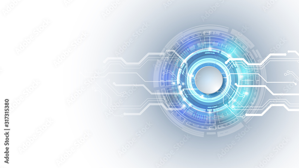 Vector 3d design of paper circle with electrical circuit. High-tech ...
