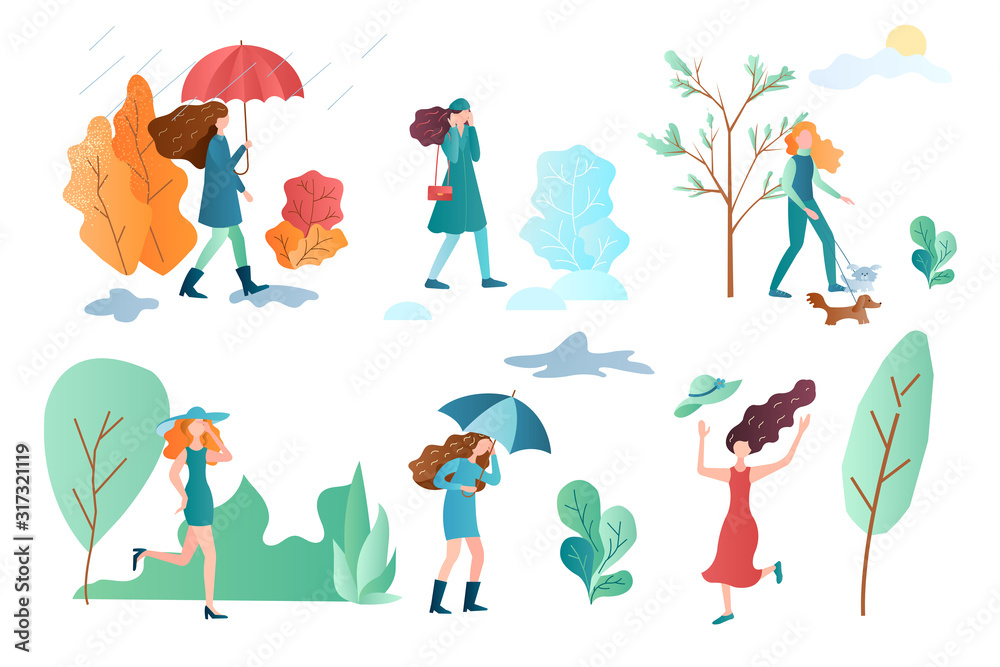 Six different kinds of seasons and weather to illustrate climate ...