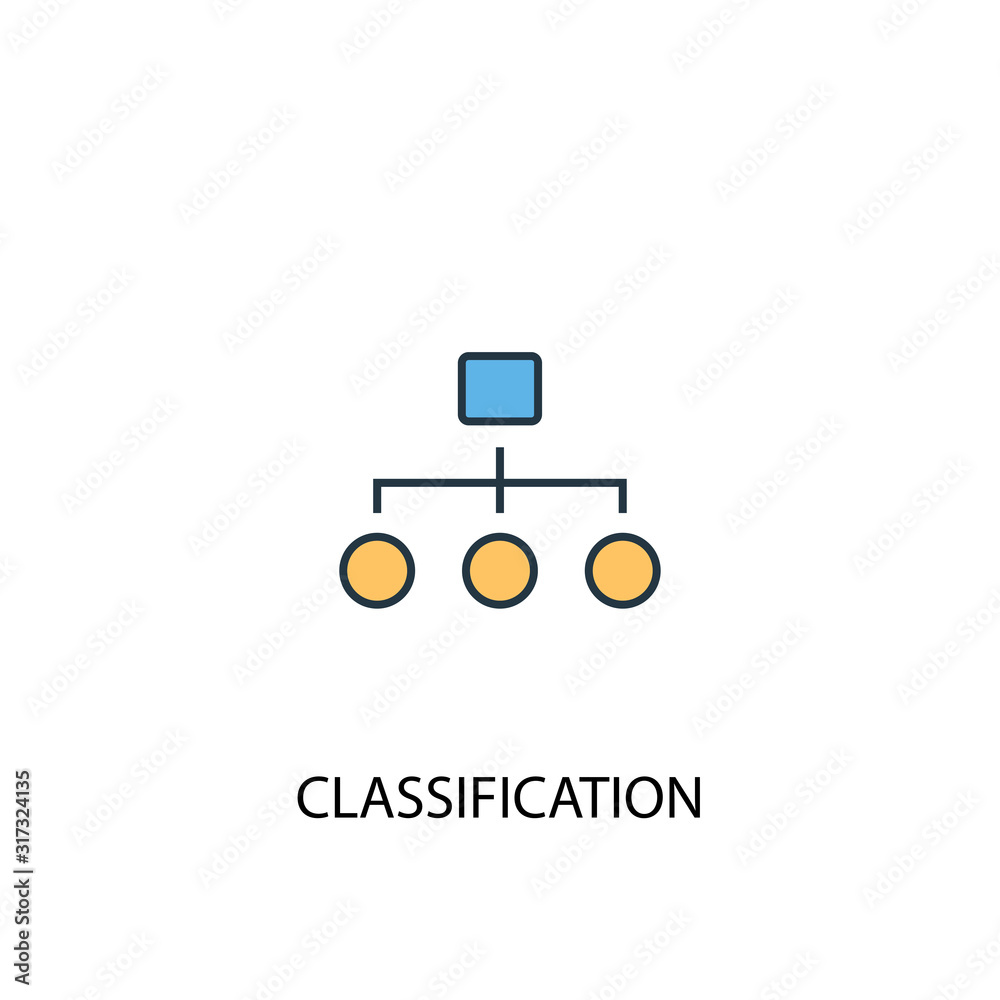 Classification concept 2 colored line icon. Simple yellow and blue ...